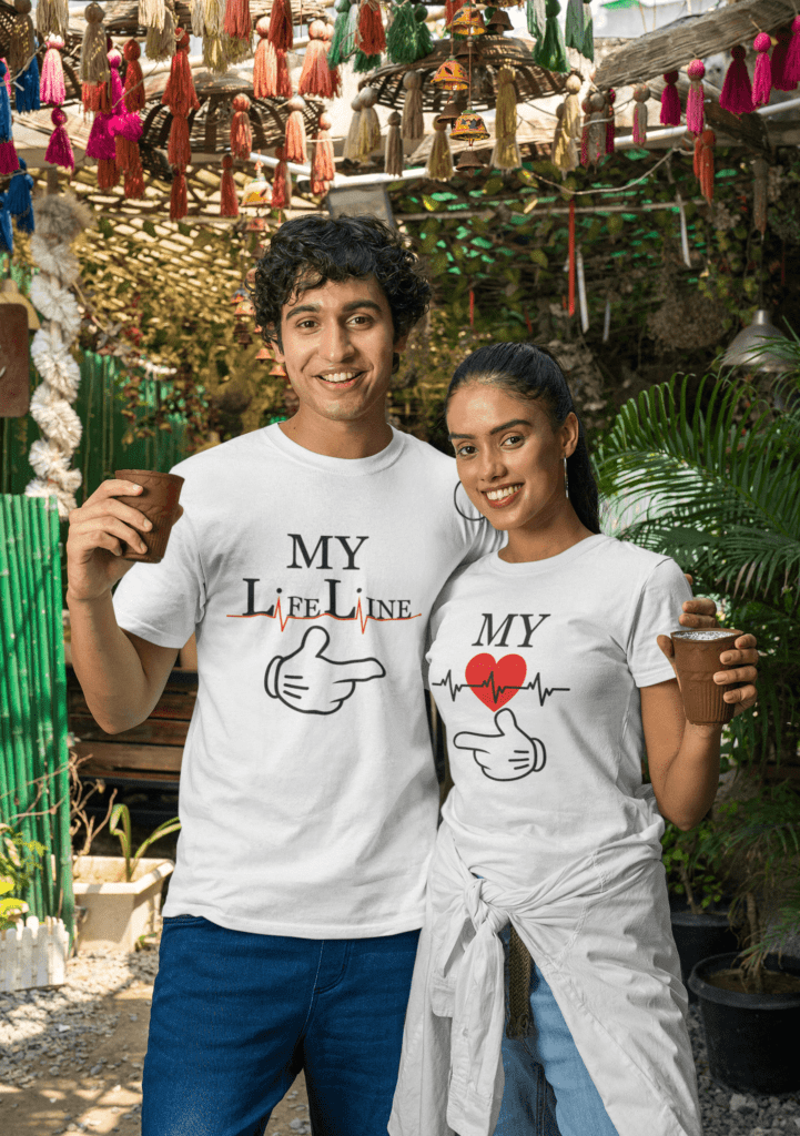 My Lifeline Round Neck Couple T-shirts - Awestruck Clothing